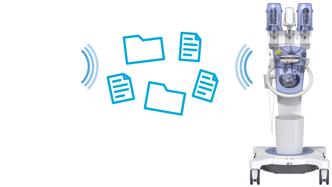 SYNCopen interface contrast media injector to CT scanner